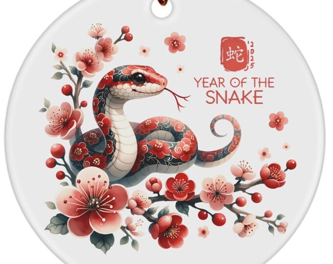 Year of the Snake 2025 3 Round Chinese New Year Ornament With Gift Box ...
