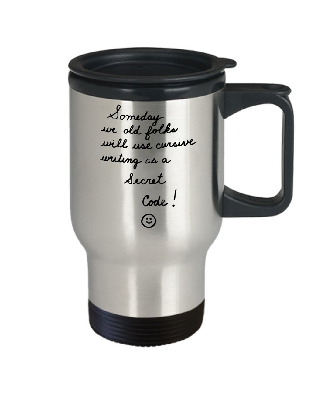 Cursive Writing as a Secret Code 14 Oz. Stainless Steel Travel Mug - Etsy