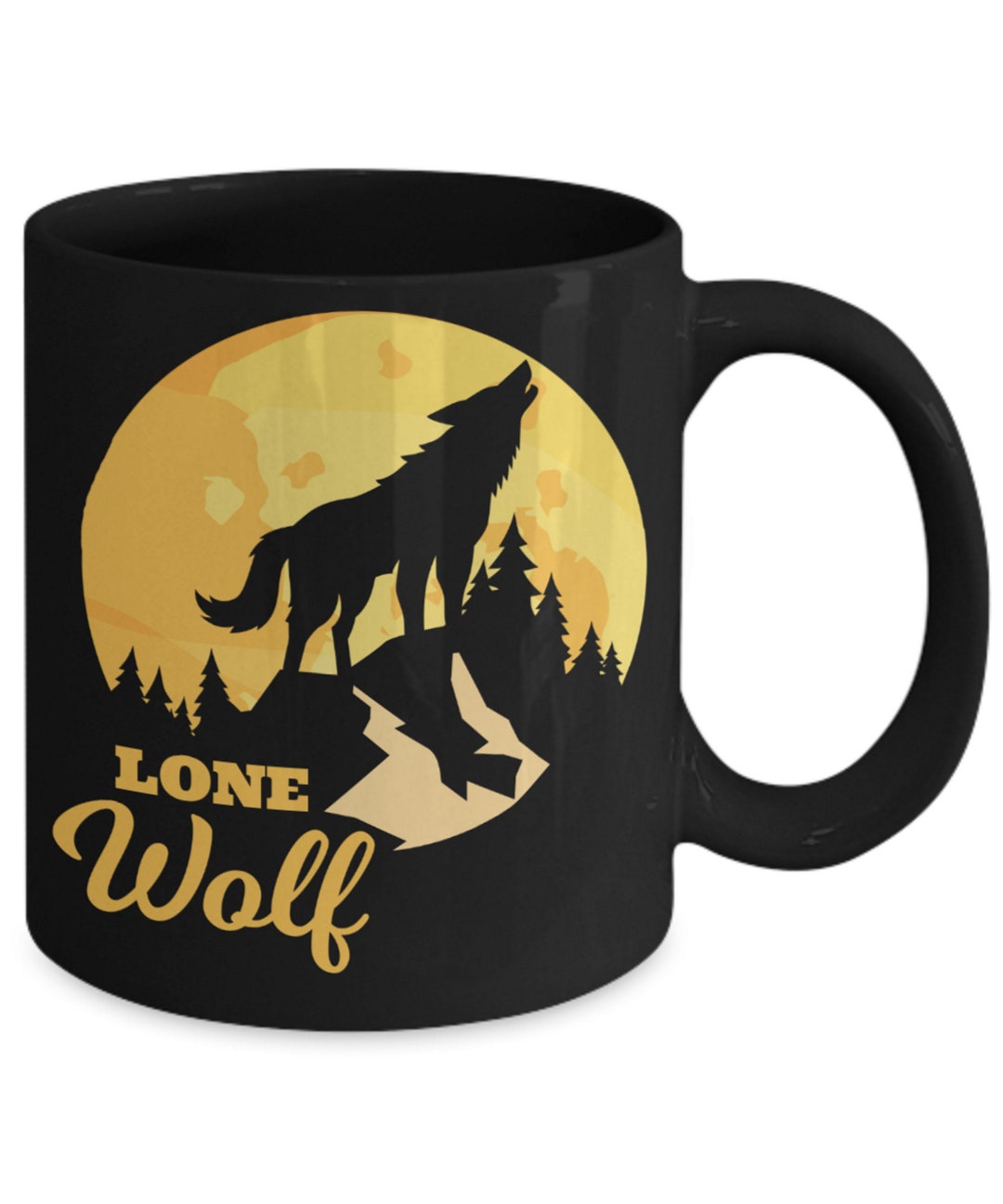 Wolf Mug Lone Wolf Black Retro Coffee Mug - Etsy