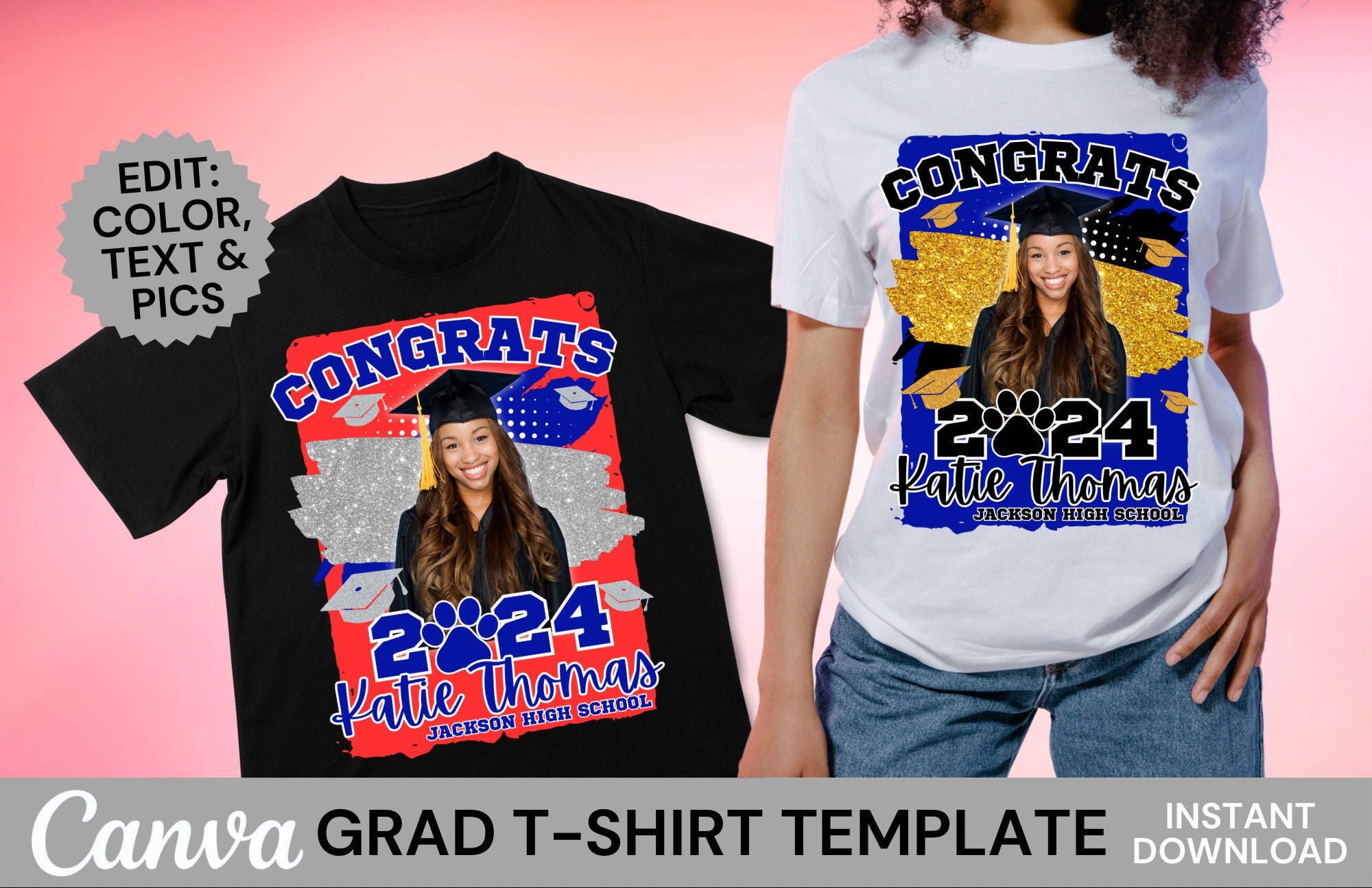 Graduation Shirt Design Template, Customizable, Canva Pro, Easy to Use ...