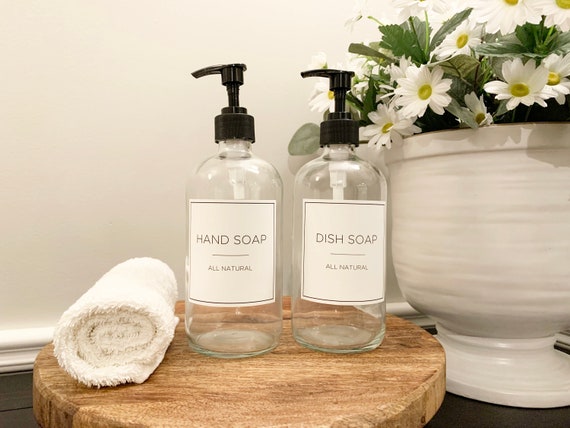 16oz PLASTIC Soap Dispenser with pump Clear Soap Bottle | Etsy