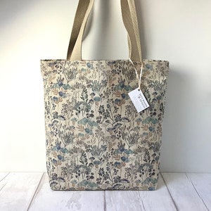 Long Handled Tote Bag Floral Blue or Red - Etsy