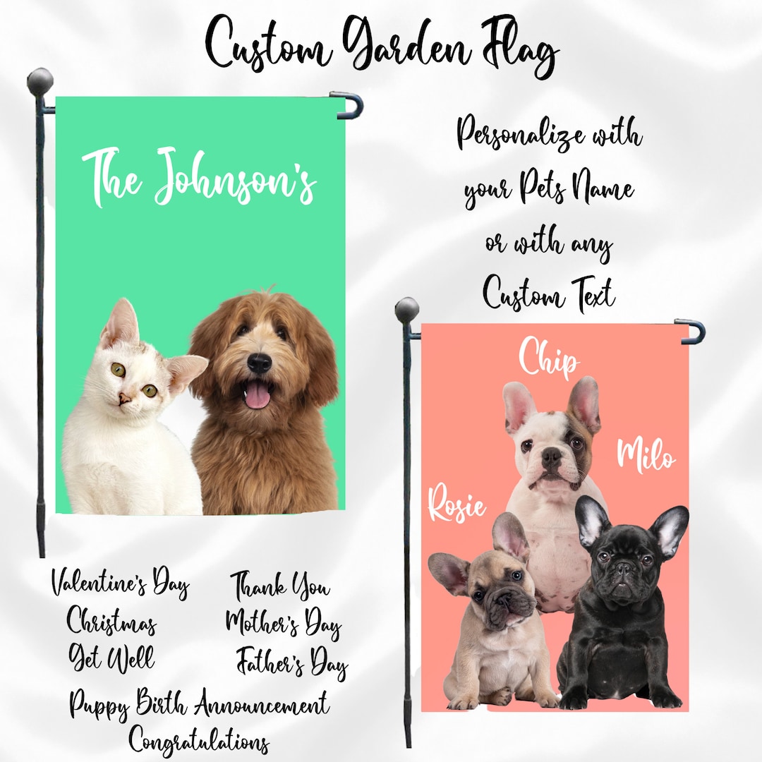 Custom Pet Portrait Garden Flag, Personalized Dog Flag, Cat Gift ...