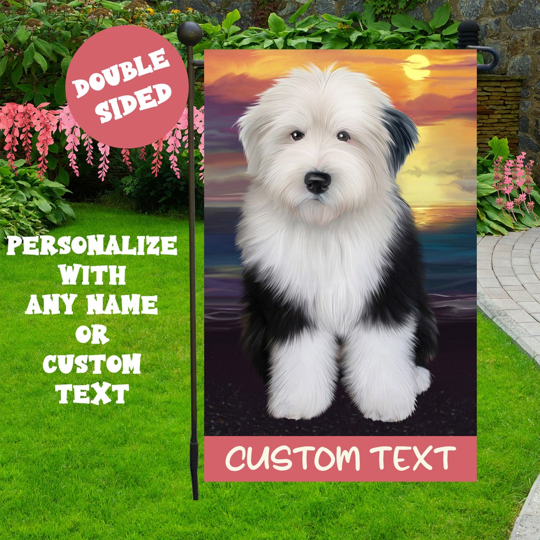 Old English Sheepdog Garden Flags Double Sided Yard Spring Decorative Personalized Porch Unique ...
