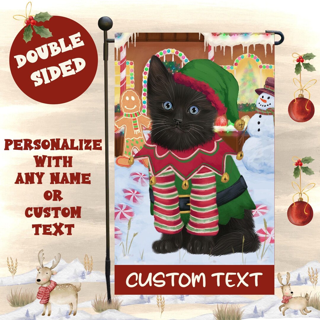 Black Cat Garden Flags Double Sided Yard Spring Decorative Personalized ...