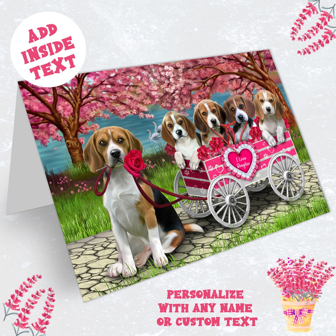 Beagle Dog Valentine's Day Greeting Cards Note Cards Invitation Cards W ...
