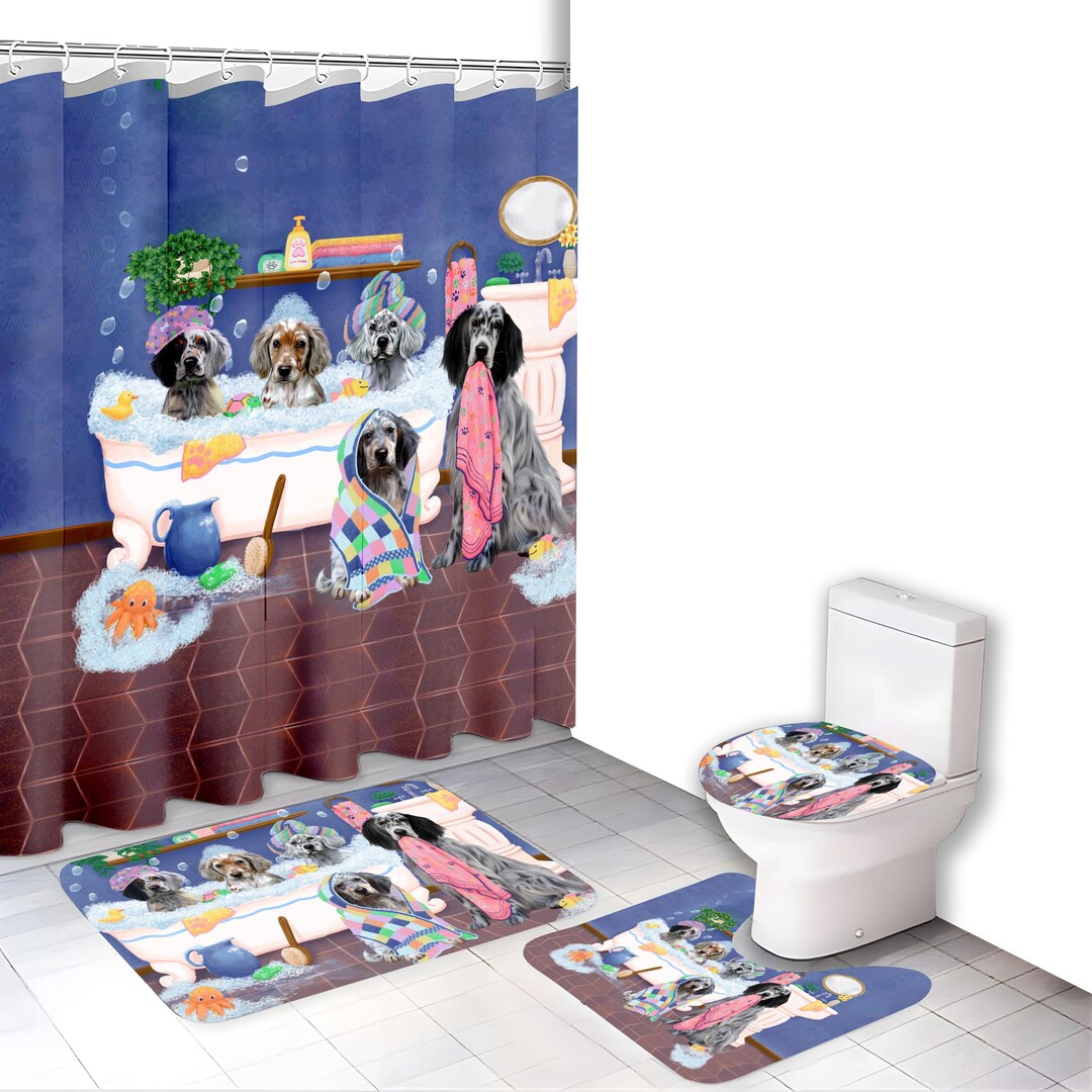 English Setter Dog Rustic Shower Curtain 4 Piece Pet Lovers Fall ...