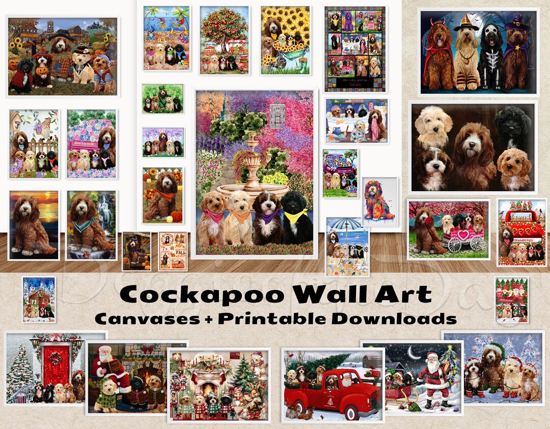 Cockapoo Dog Canvas Art Print, Dog Mom Gift, Gallery Wall Art, Poster ...