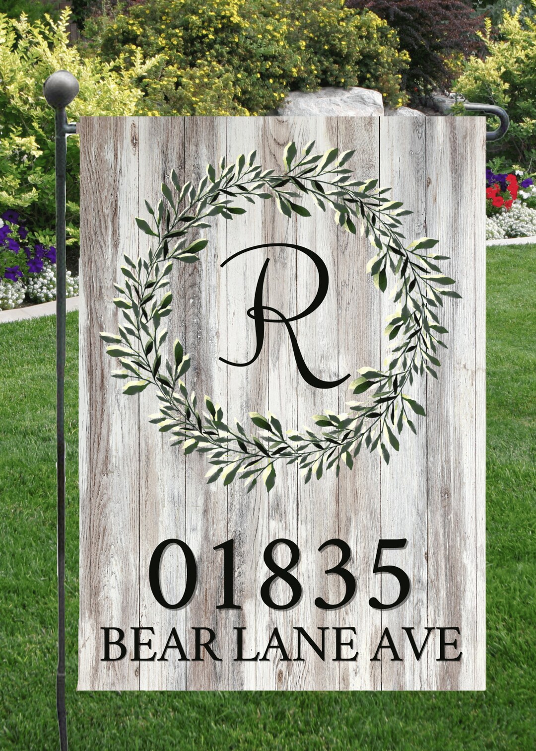 Personalized Address Garden Flag, Monogram Garden Flag Porch Decor ...