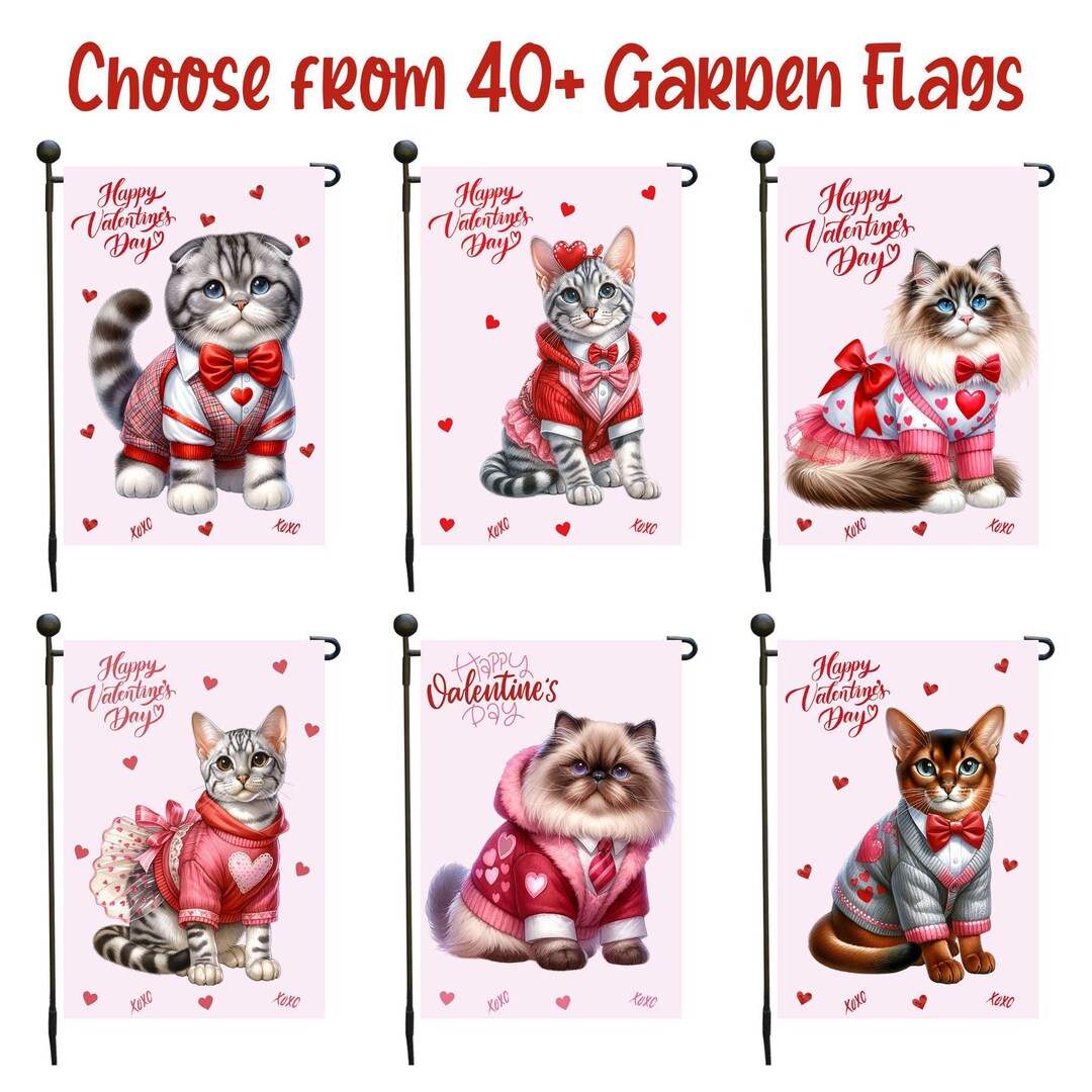Bengal Cat Owner Gifts, Valentine's Day Flag, Cute Cat Print, Pink ...