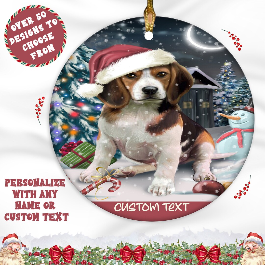Beagle Dog Christmas Ornament Custom Gift Personalized Pet Hanging Tree ...