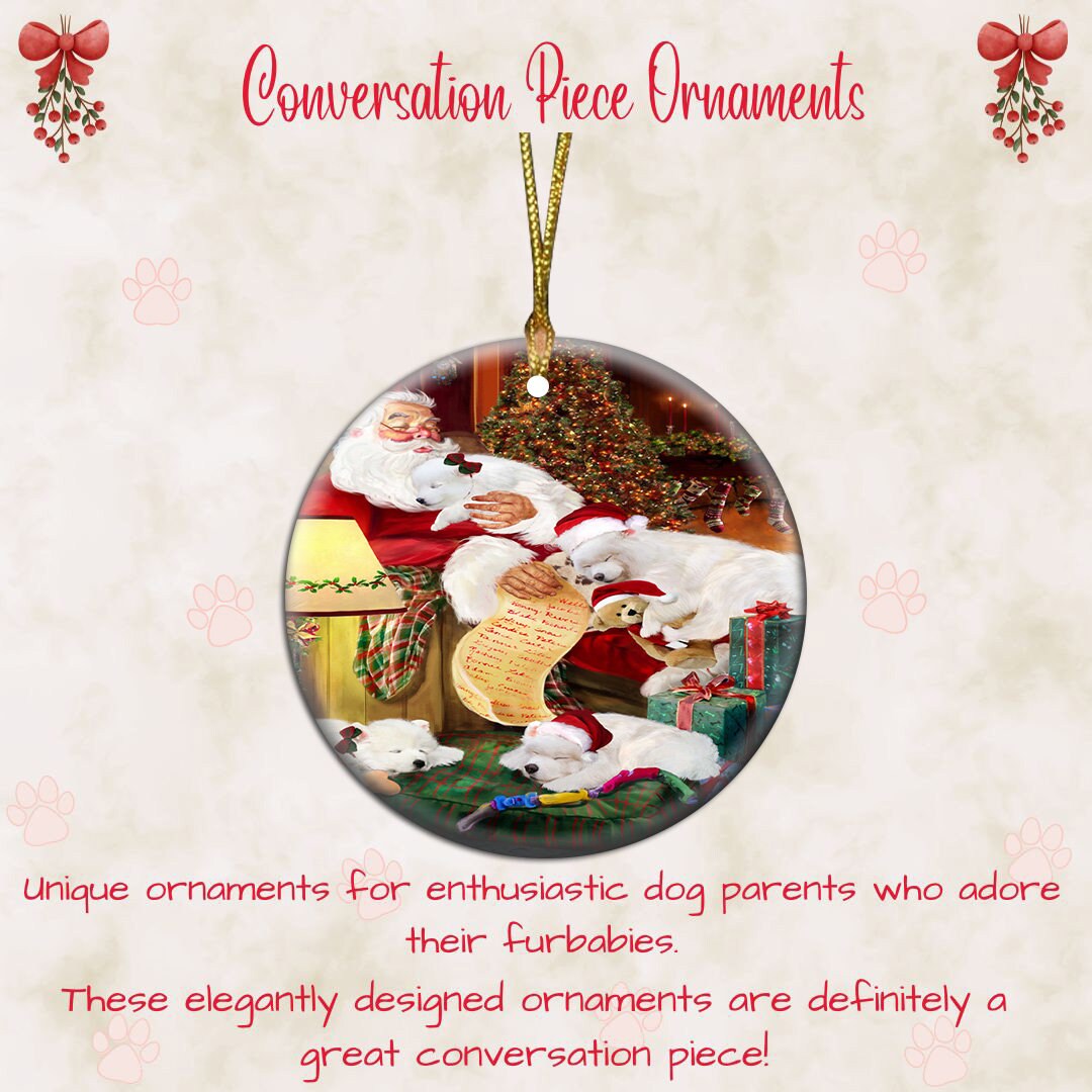 Samoyed Dog Round Flat Ornament Custom Personalized Pet Decorative ...