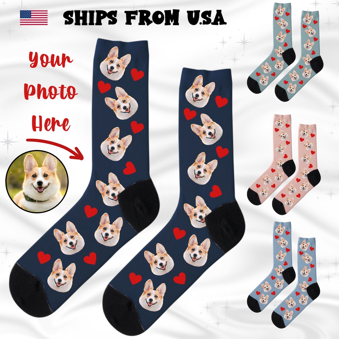 Custom Dog Face Socks, Personalized Socks With Photo, Custom Colored ...