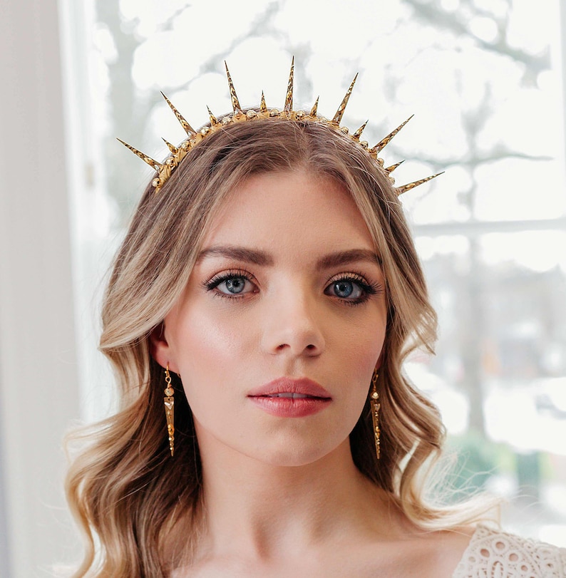 Spiked Headpiece Gold Spike Crown Punk Wedding Spike Halo | Etsy