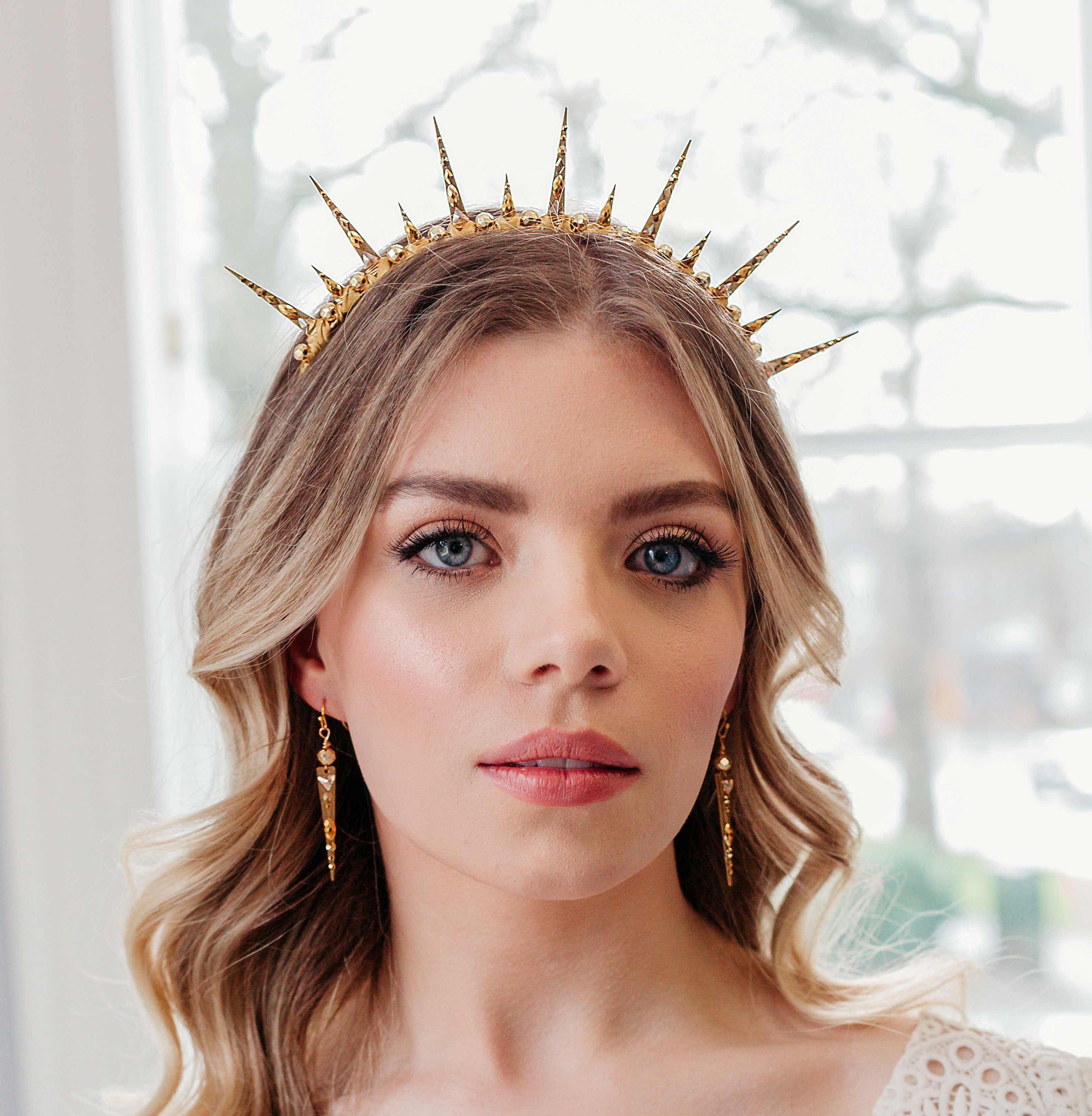 Spiked Headpiece, Gold Spike Crown, Punk Wedding, Spike Halo, Goth ...