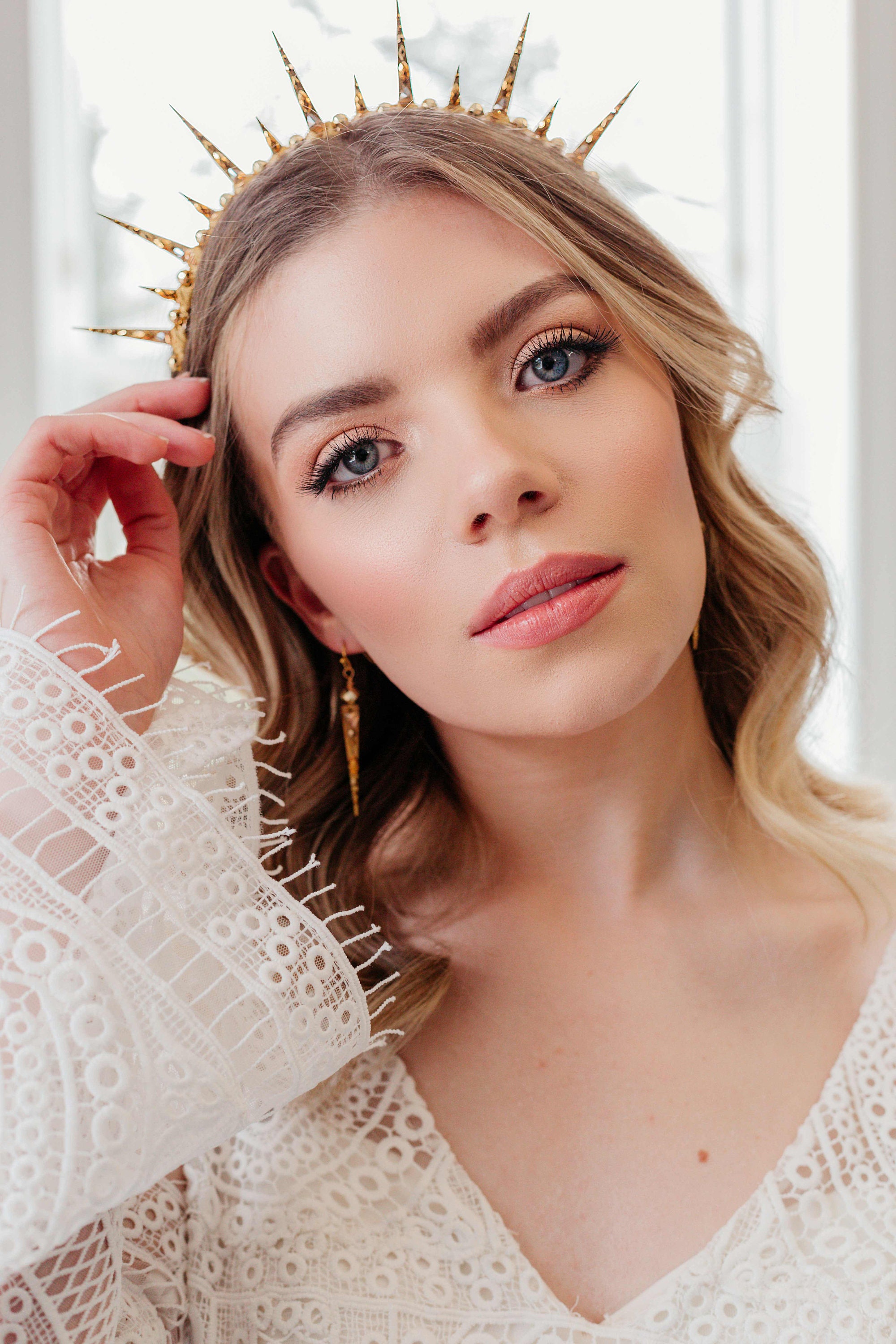 Spiked Headpiece, Gold Spike Crown, Punk Wedding, Spike Halo, Goth ...