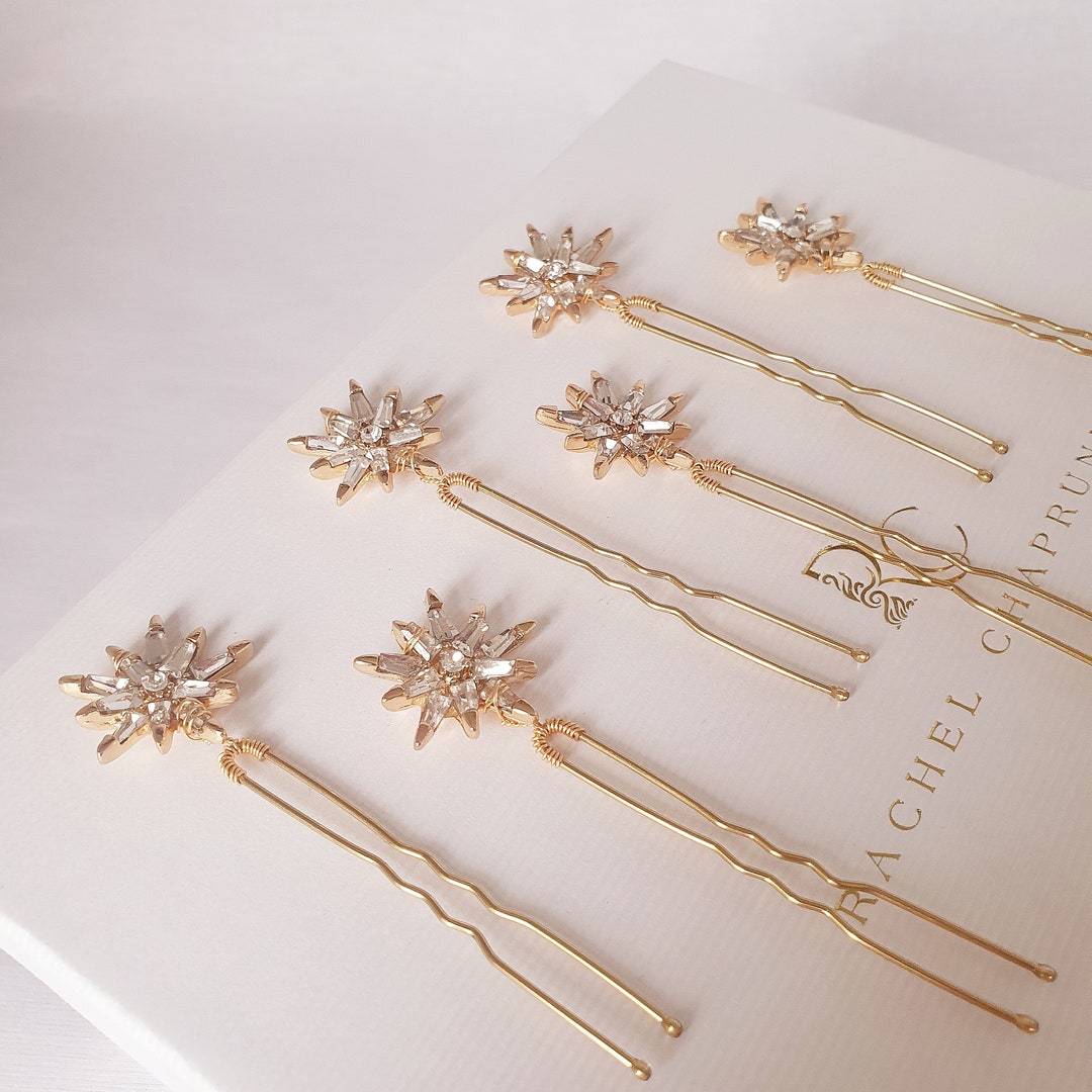 Gold Hair Pins for a Star Wedding, Wedding Hair Accessory, Bridal ...