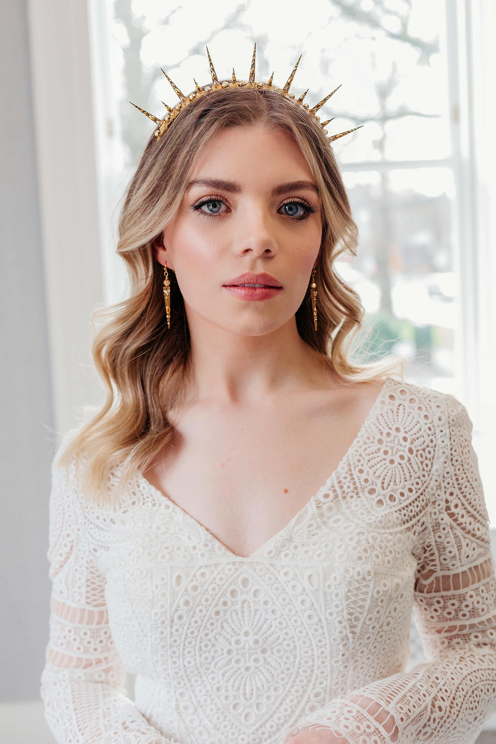 Spiked Headpiece, Gold Spike Crown, Punk Wedding, Spike Halo, Goth ...