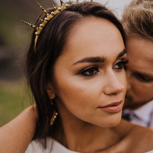 Spiked Headpiece, Gold Spike Crown, Punk Wedding, Spike Halo, Goth ...