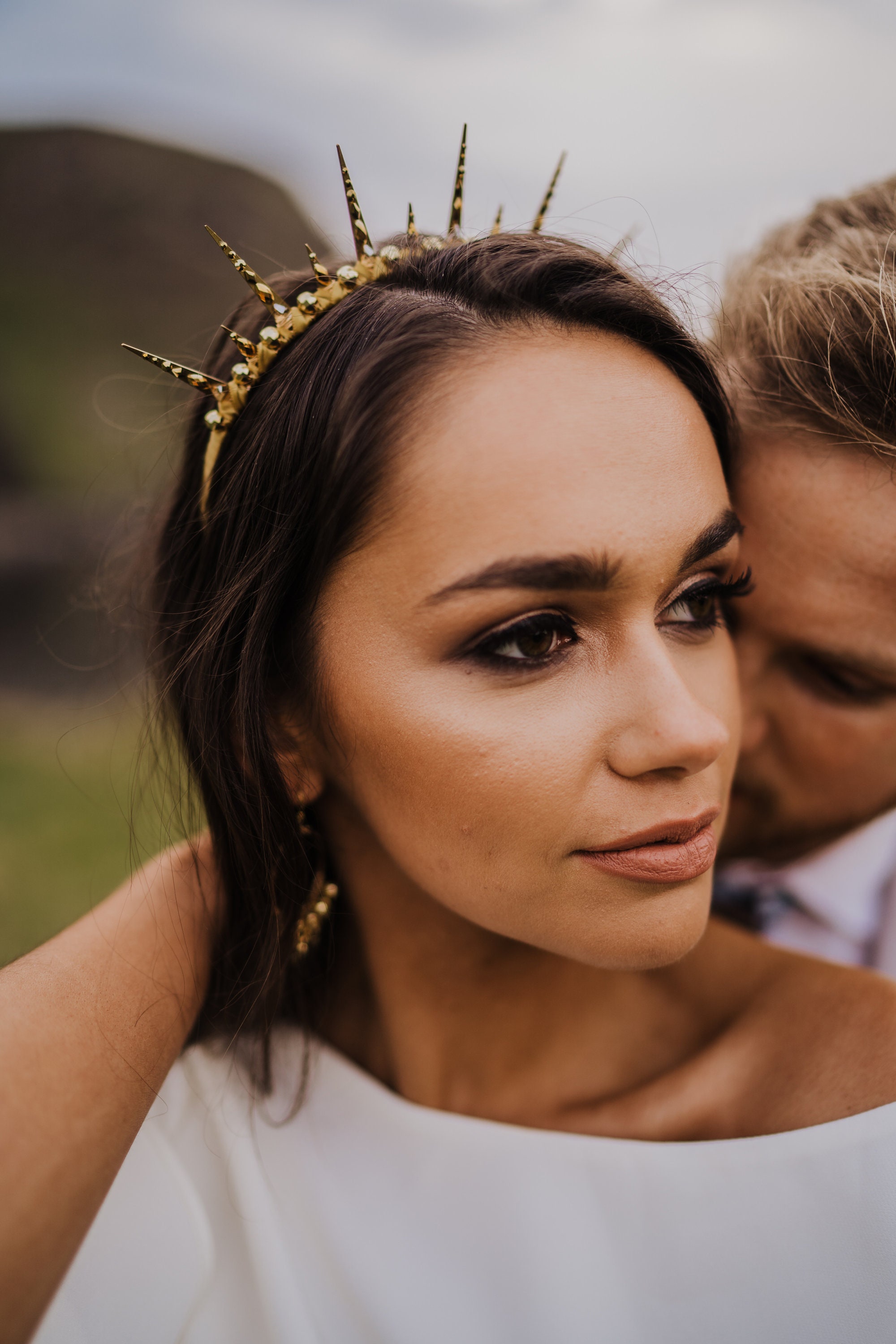 Spiked Headpiece, Gold Spike Crown, Punk Wedding, Spike Halo, Goth ...