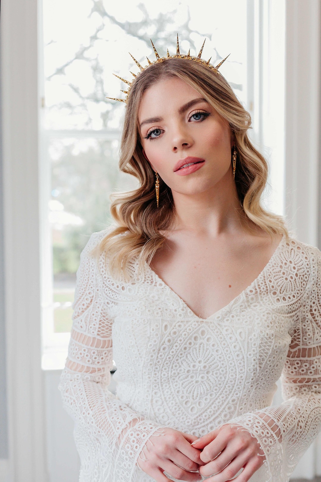 Alternative Bridal Headpiece, Edgy Gold Spike Crown, Punk Goth Wedding ...