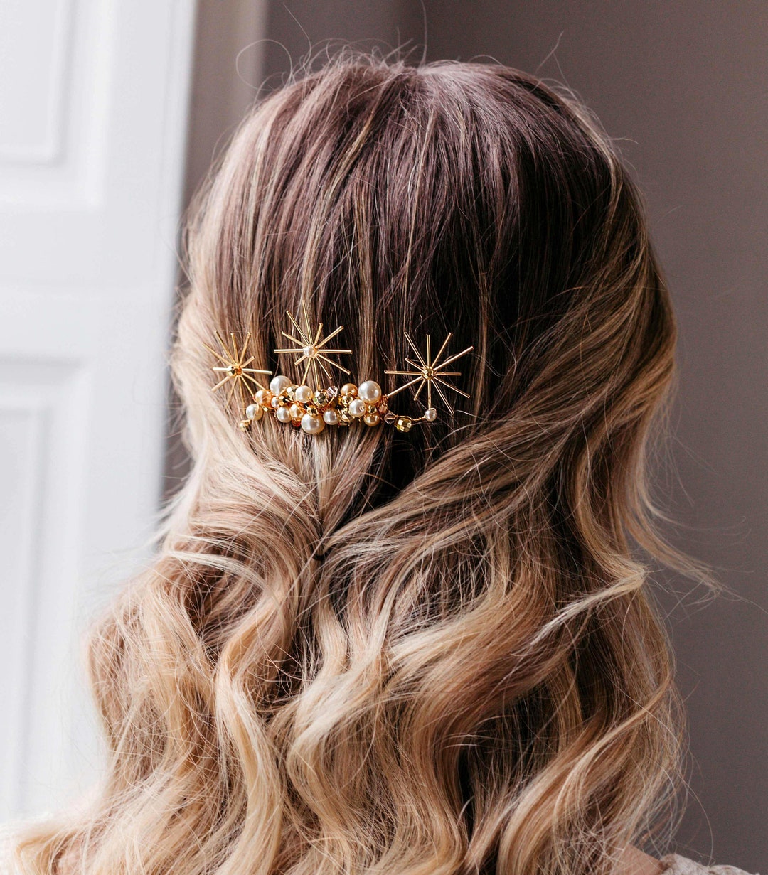Gold Star Hair Comb, Bridal Hair Comb, Celestial Wedding Headpiece ...