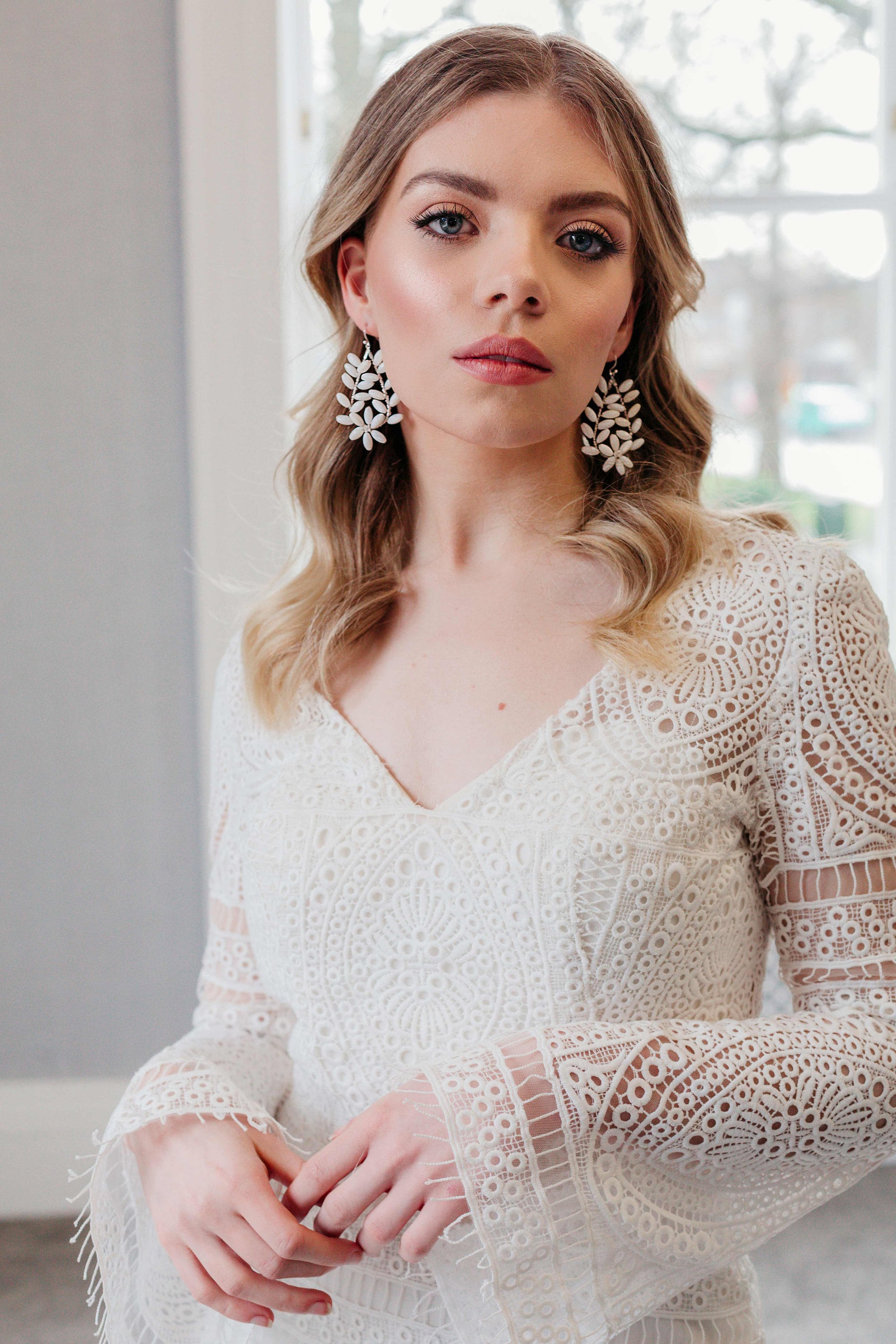 Boho bridal earrings Bohemian wedding Pearl chandelier | Etsy