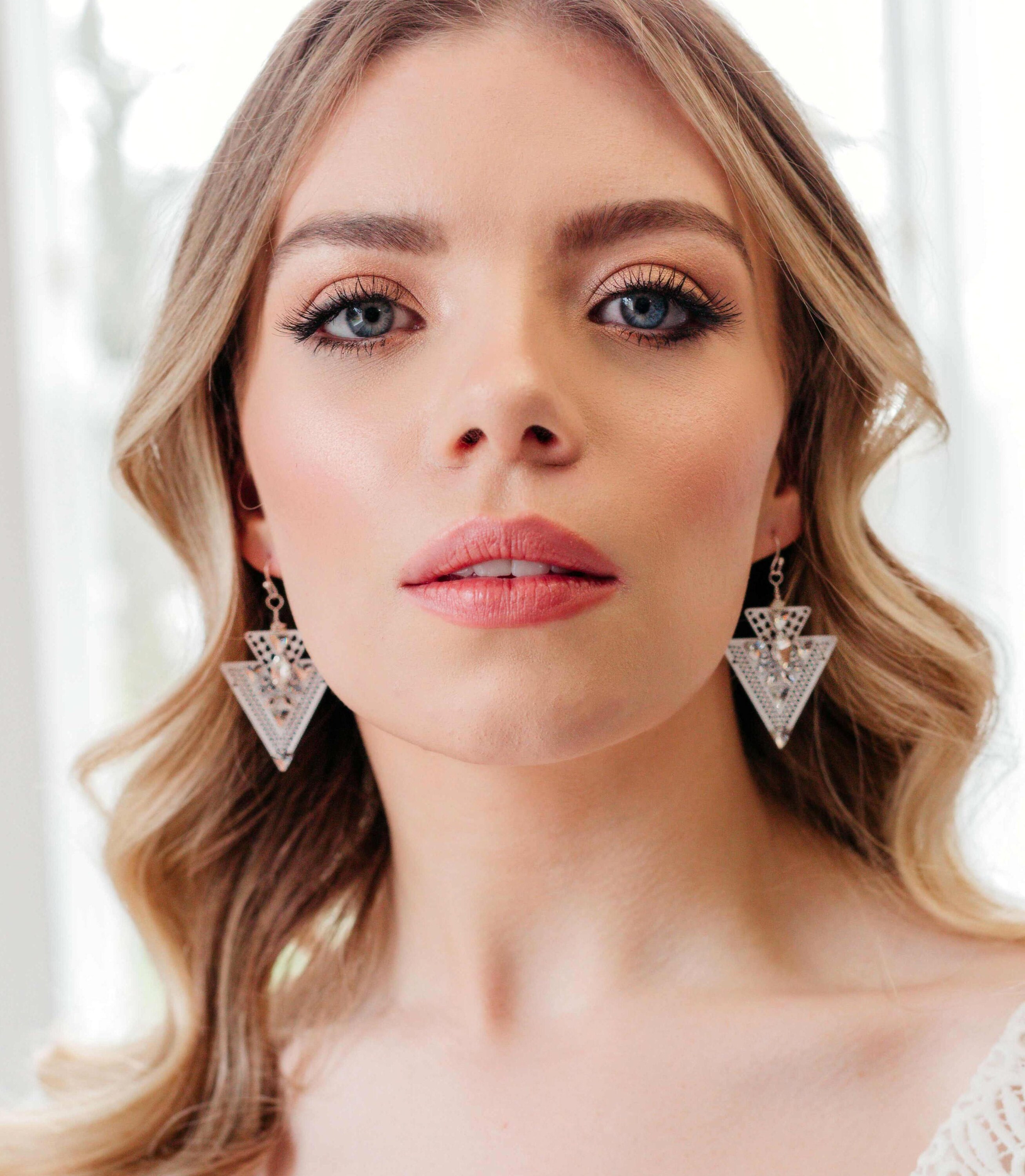 Geometric Earrings Unique bride Wedding Gold spike Silver | Etsy