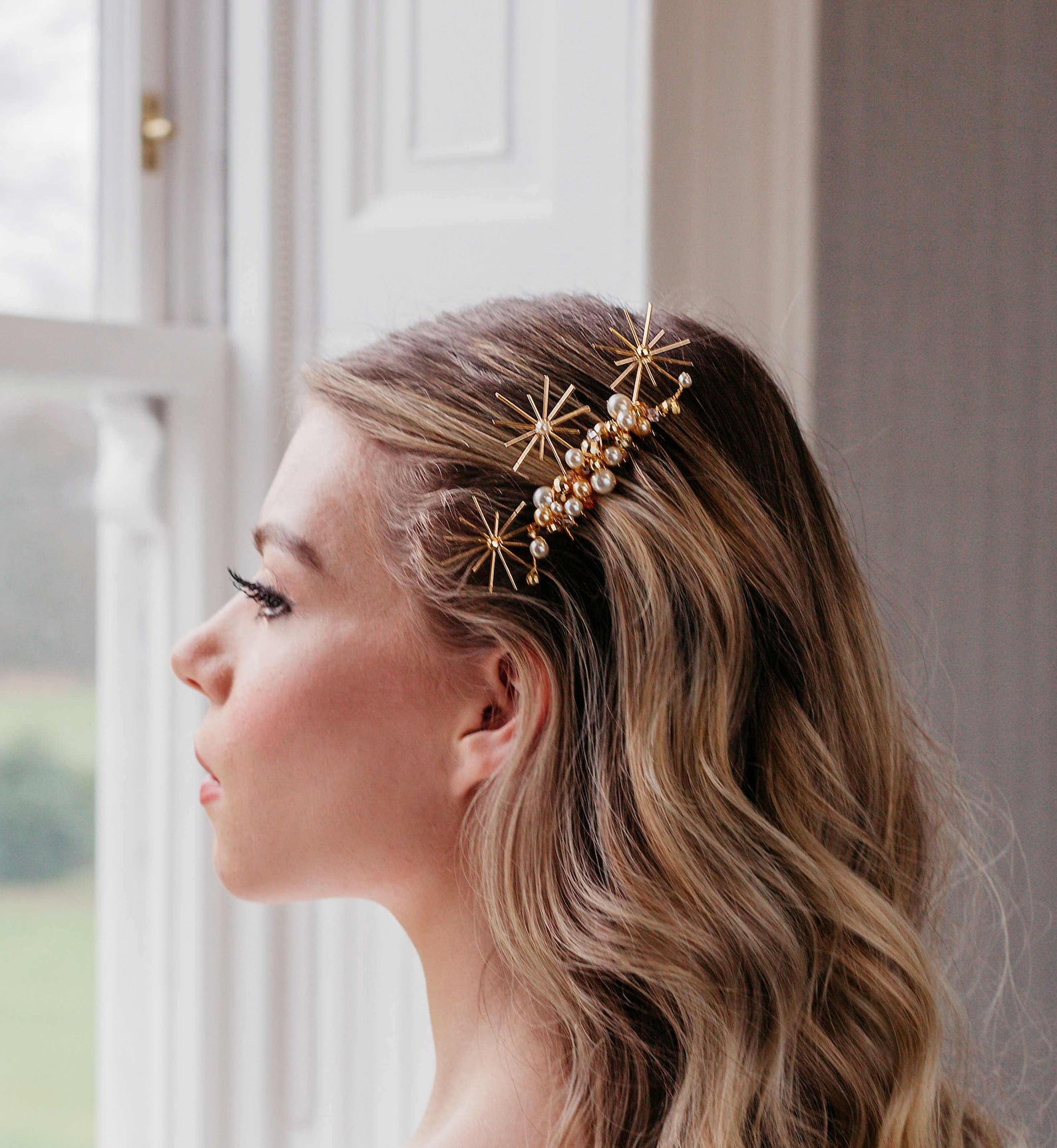 Gold star hair comb Bridal hair comb Celestial wedding | Etsy