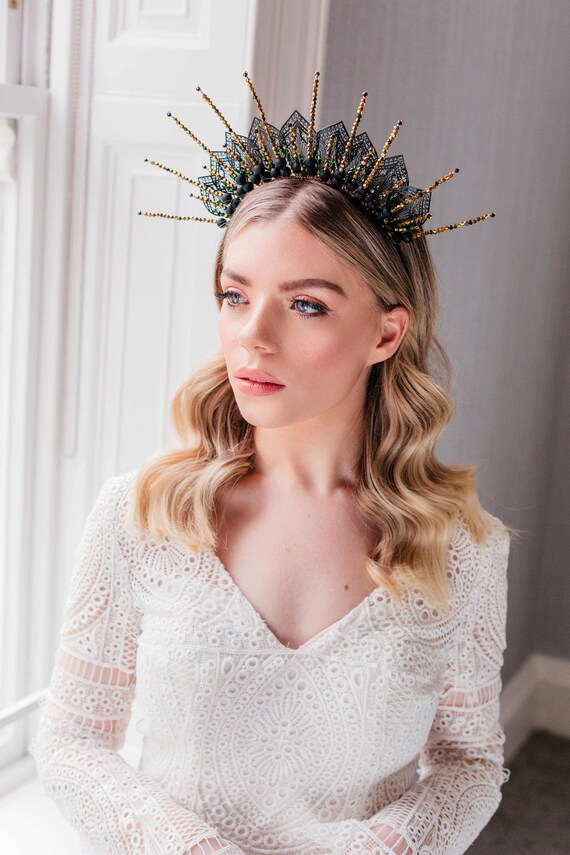 Black Spike Crown Cosplay headpiece Mythology Spiked | Etsy