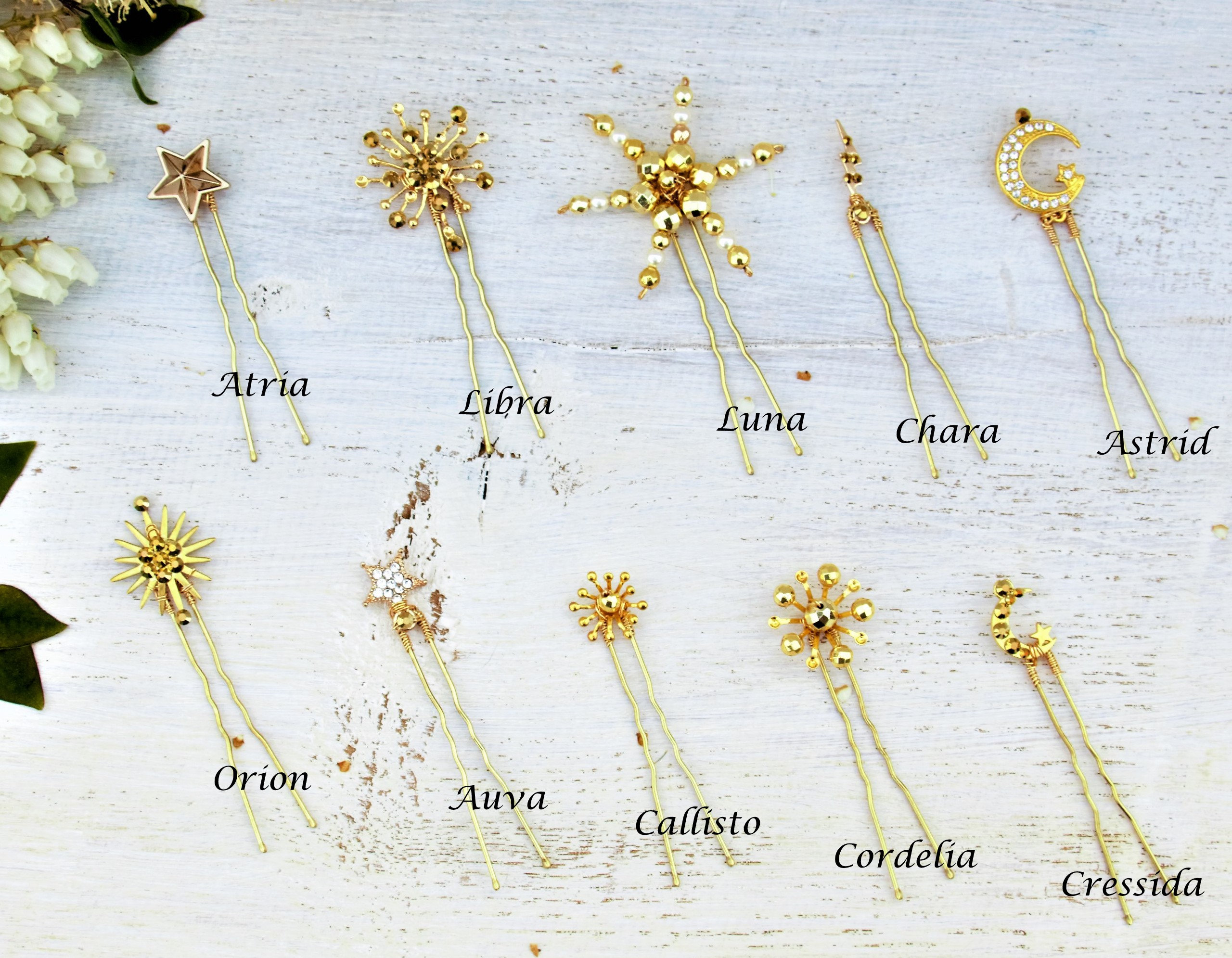 Celestial Wedding Hair Pins Gold Wedding Hair Pins Moon | Etsy