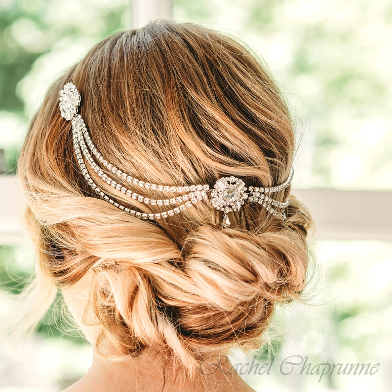 Bridal Hairvine Gatsby, Bridal Hair Chain, Hair Chain Bridal, Gatsby ...