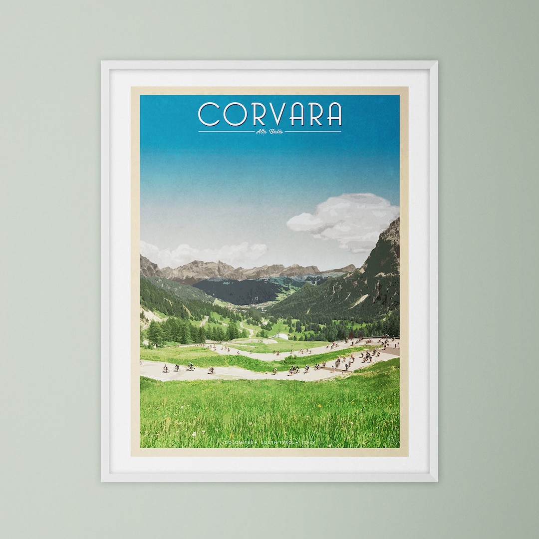 Giro D'italia Poster | Corvara Cycling Print | Dolomites Travel Art - Etsy