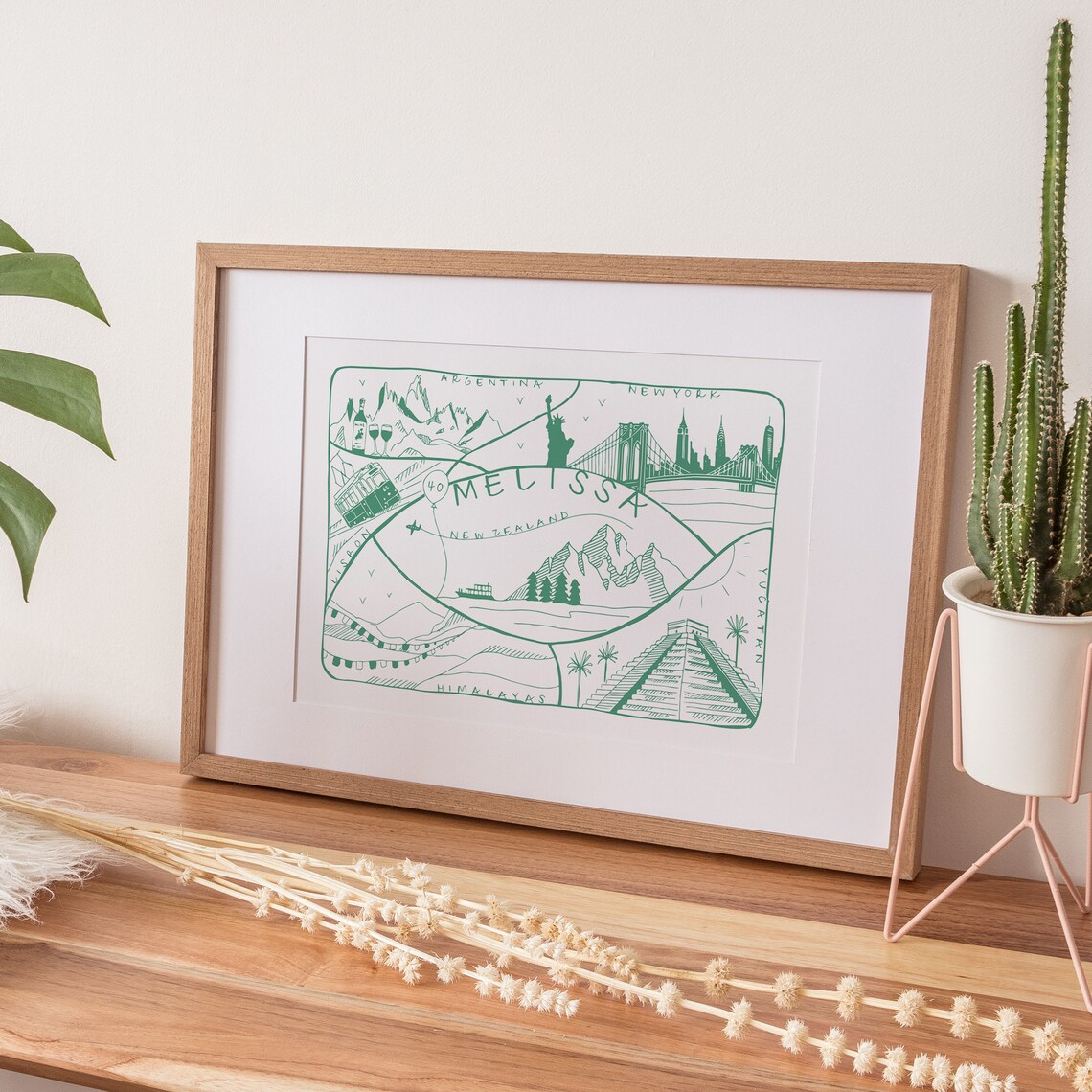 Personalised 40th Birthday Map Print Bespoke Favourite | Etsy