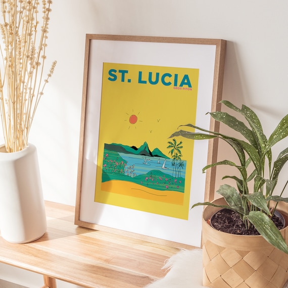 St Lucia Print St Lucia Illustration St Lucia Caribbean - Etsy