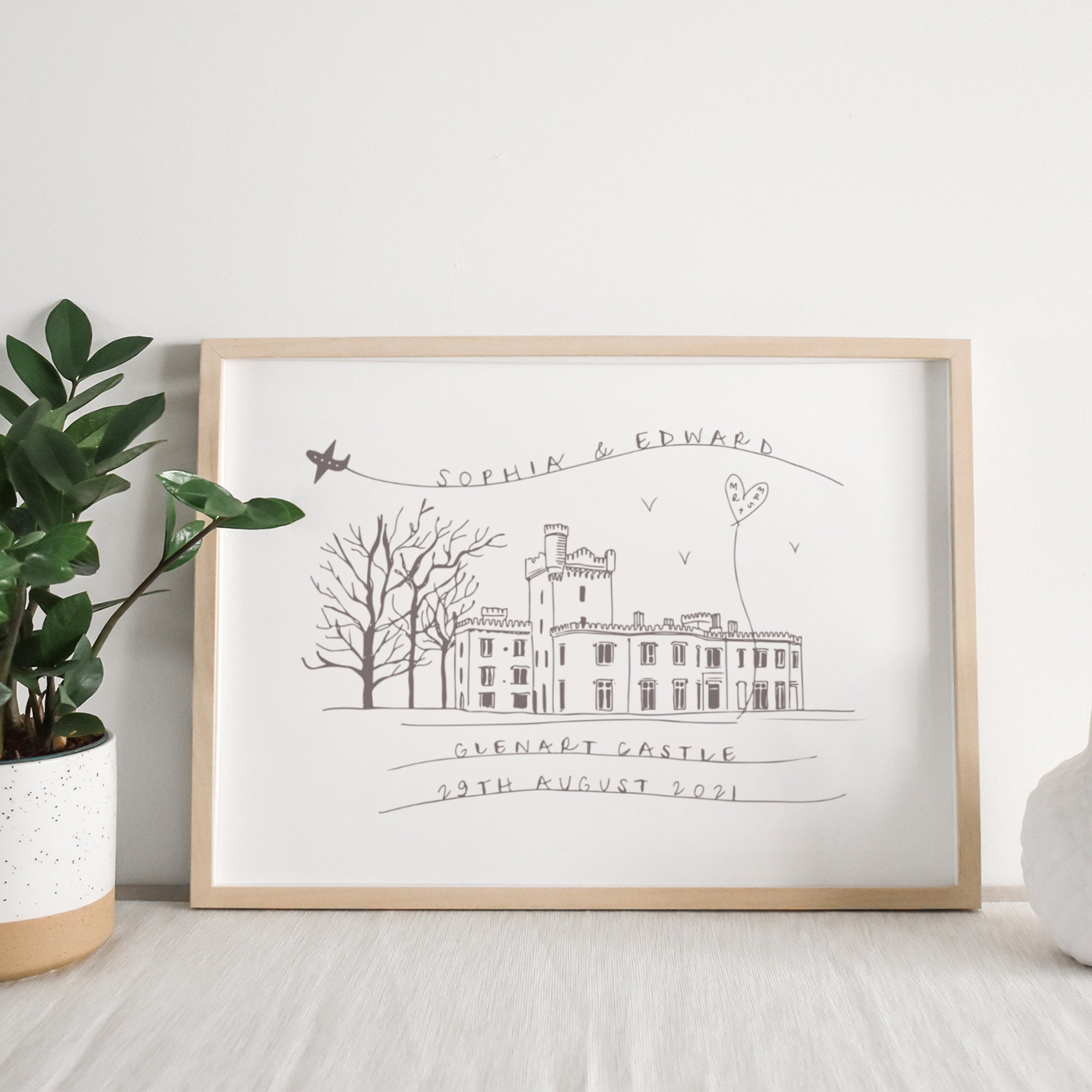 Personalised Hand-drawn Wedding Venue Illustration Bespoke - Etsy