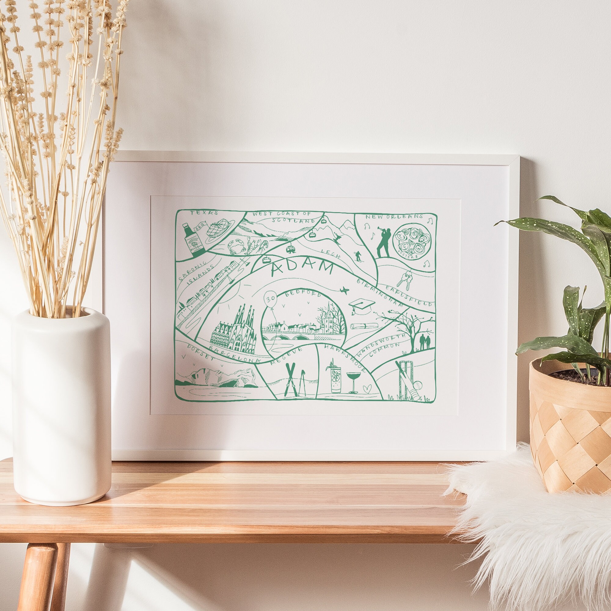 Personalised 30th Birthday Map Print Bespoke Favourite - Etsy