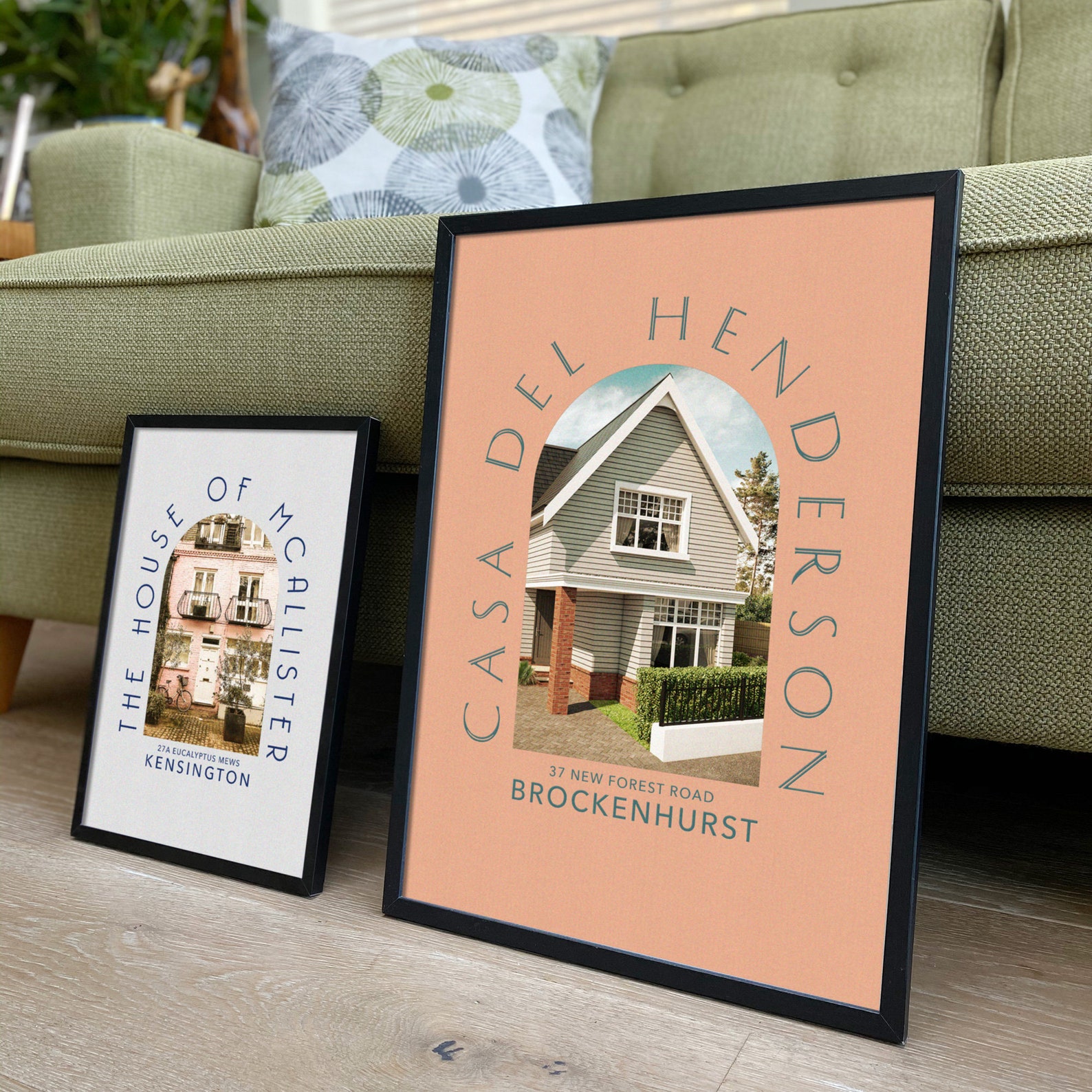 Personalised House Portrait Print | Retro Style Photo Print ...