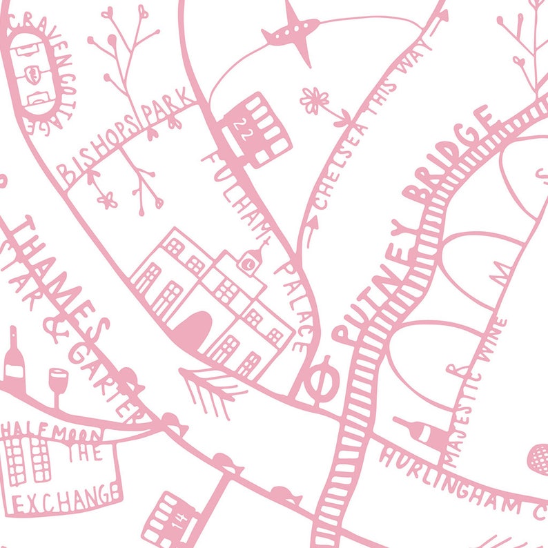 Putney Map Illustration | London Hand Drawn Map Illustration | Putney ...