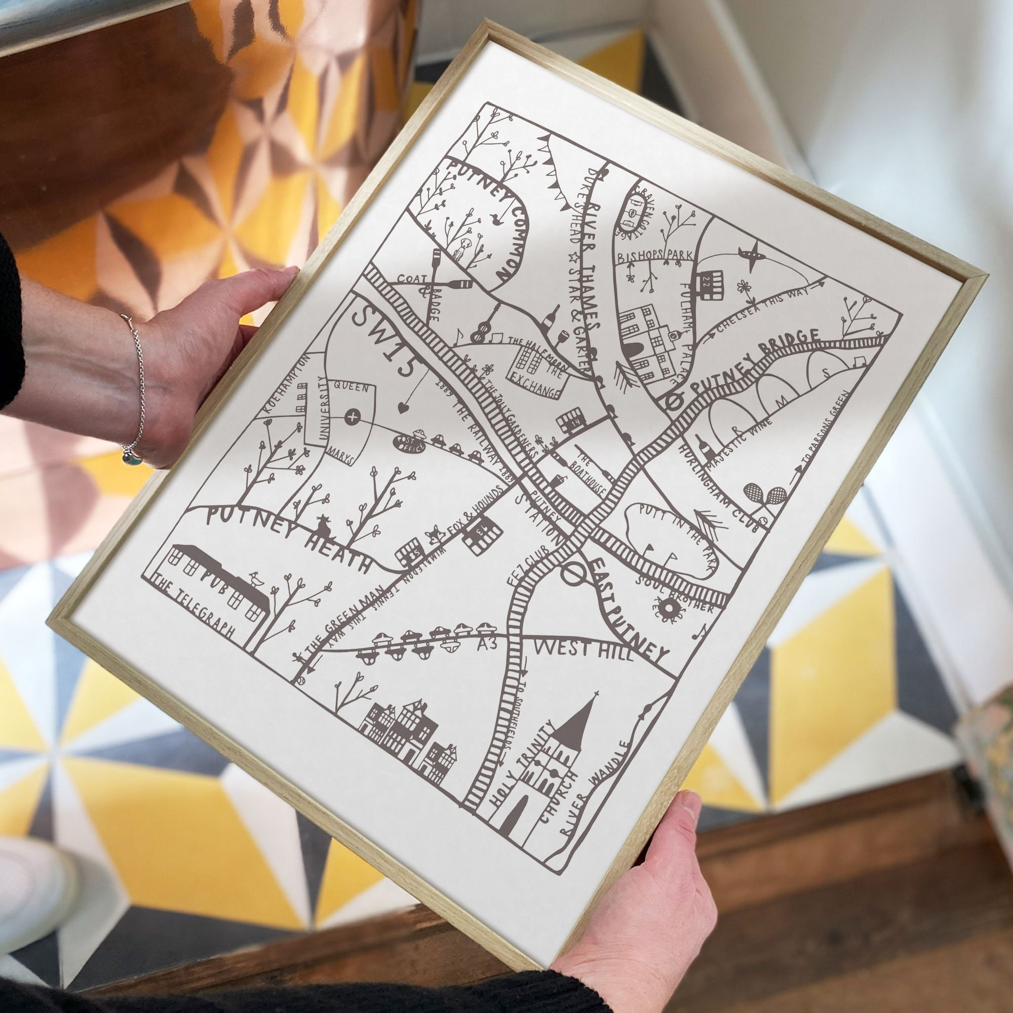 Putney Map Illustration | London Hand Drawn Map Illustration | Putney ...