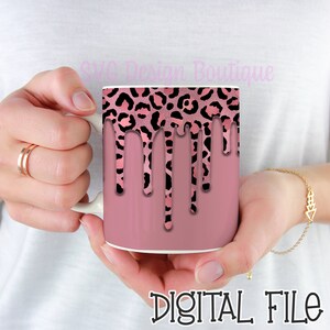 Pink Leopard Print Drip Mug Design Animal Print Coffee Mug - Etsy