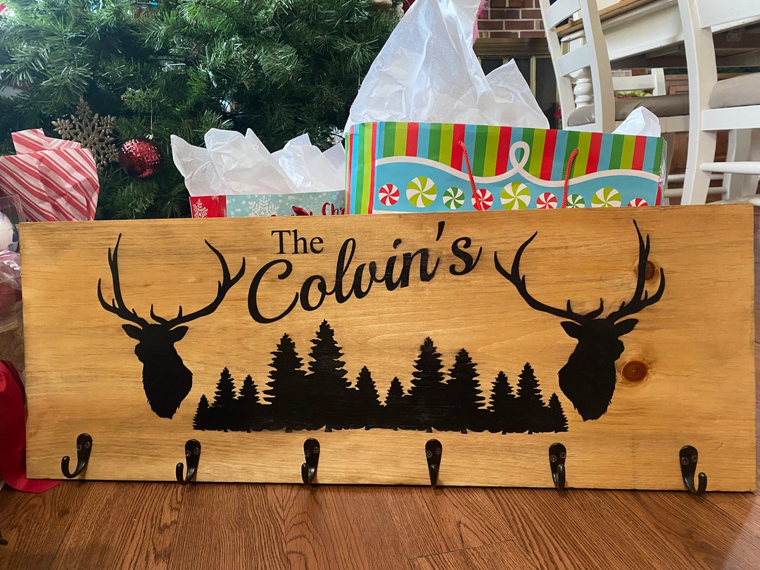 Personalized Hunting / Outdoorsy Deer Coat Rack - Etsy