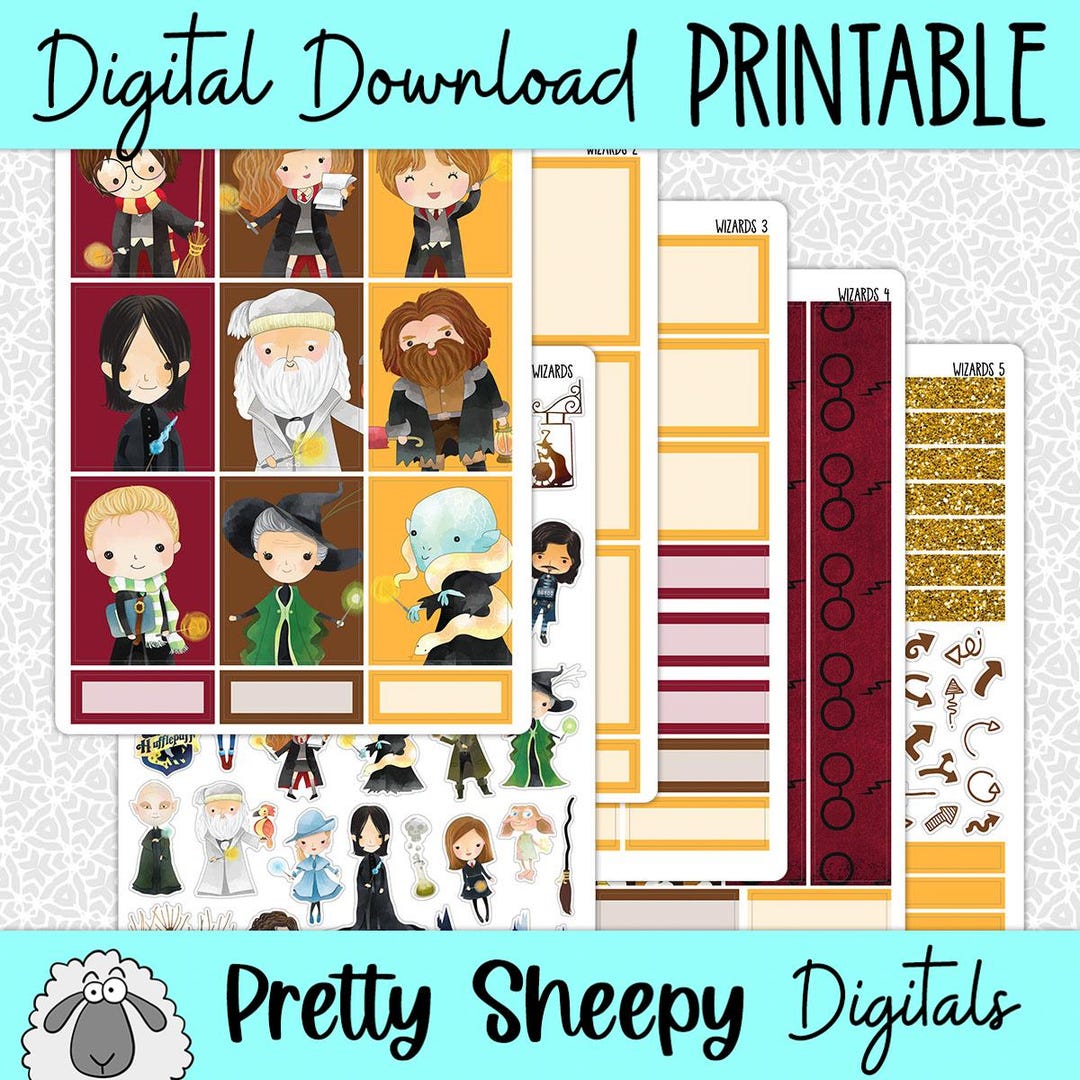 Wizards Printable Planner Stickers | Wizarding PNG Digital Download ...