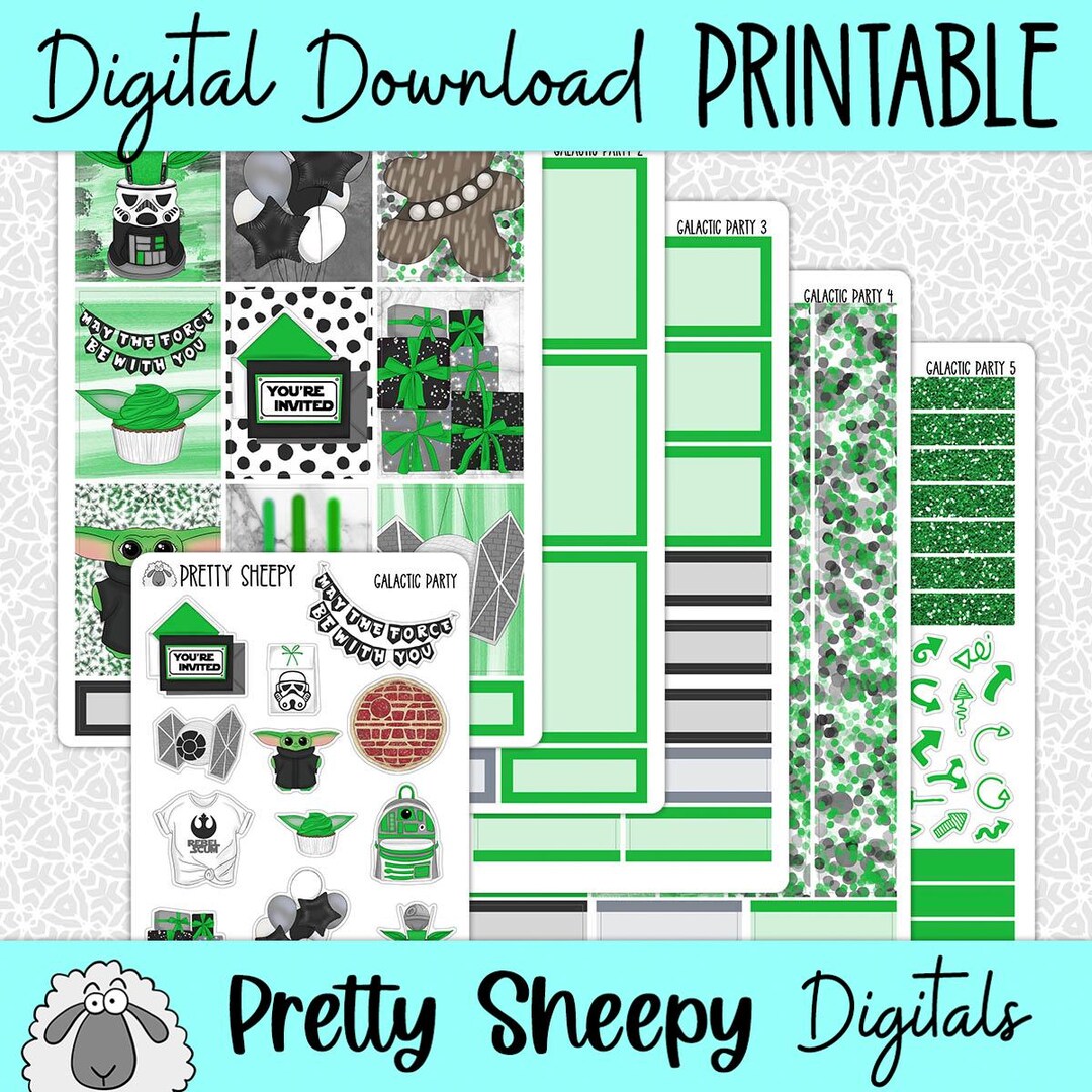 Galactic Party Printable Planner Stickers PNG Digital Download Stickers ...