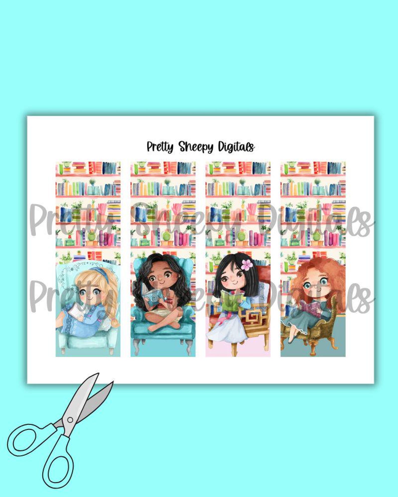 Bookworm Princesses Printable Bookmarks | Princess Printable PNG PDF ...