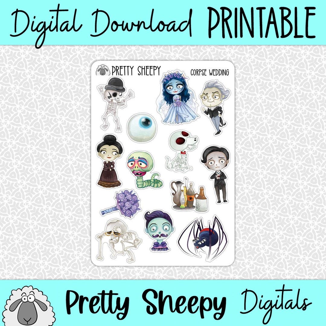 Corpse Wedding Printable Stickers PNG Digital Download Stickers Print ...