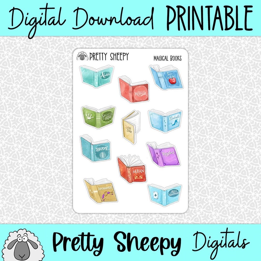 Magical Books Printable Stickers: PNG Digital Download - Etsy