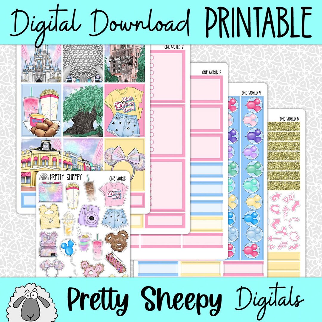 One World Printable Planner Stickers | Disney PNG Digital Download ...