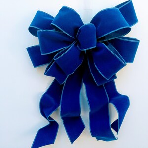 Royal Blue Tree Topper Bow 14" Wide INDOOR OUTDOOR Blue Christmas ...