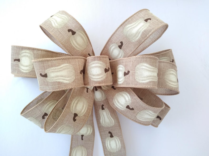 10" Fall Bows for Wreath White Pumpkin Fall Bow Neutral Fall Wreath ...